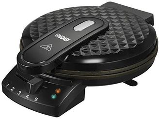 Unold 48235 Waffeleisen Diamant - Herzförmiges Ø 20 cm, Antihaftbeschichtung, Wärmeisolierter Griff, Teigauffangrinne, Antirutschfüße, Überhitzungsschutz