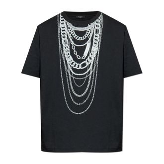 Balmain T-Shirt mit Druck - - Tops - Herren - Schwarzk - XS