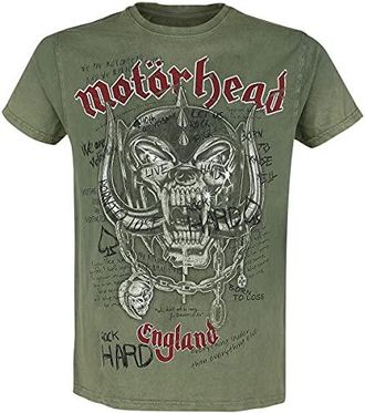 Motörhead Quotes Homme T-Shirt Manches Courtes Kaki XXL 100% Coton Regular/Coupe Standard