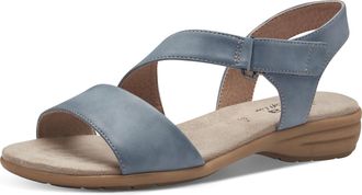 Jana Damen Sandalen flach mit Klettverschluss Vegan, Blau (Denim), 38 EU