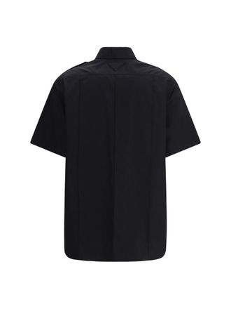 Prada Womens Short-Sleeve Poplin Shirt Nero Cotton