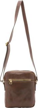 Viola Castellani Sac à bandoulière en cuir véritable pour homme Made in Italy 24x20x4 cm NAN-4313-TESTA_DI_MORO