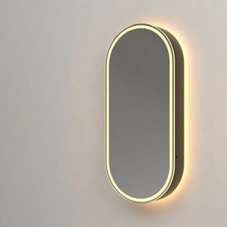 Saniclass Saniclass Shine Armoire miroir - 45x100x14cm - ovale - éclairage LED indirect - chauffage miroir - noir