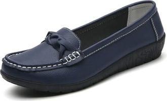 Generic Mocassins Plats décontractés en Cuir pour Femmes Chaussures de Marche à Talons Bas Chaussures de Conduite Chaussures de Travail décontractées et de Bu