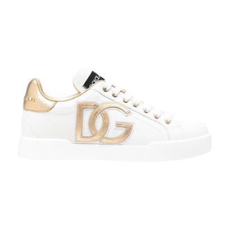 Dolce & Gabbana Femme, Chaussures, Blanc, Taille: 36 EU Portofino Leather Baskets