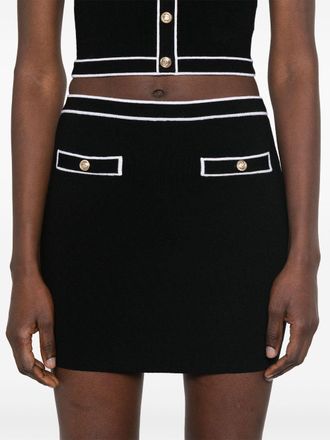 Alice & Olivia Contrast-Trimmed Cotton Mini Skirt - Black