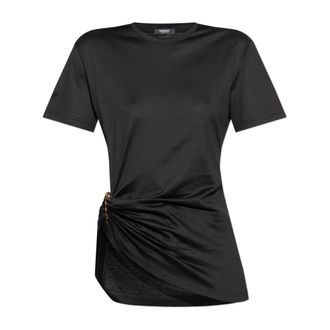 Versace T-Shirt mit dekorativer Sicherheitsnadel - - Tops - Damen - Schwarzk - M