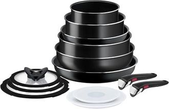 T-fal Ingenio Batterie de cuisine 13 pi&egrave;ces, Po&ecirc;les, Casseroles, Wok, Poign&eacute;es amovibles, Pas dinduction, Rev&ecirc;tement antiadh&eacute;sif, Empilable, Fabriqu&eacute; in Fra