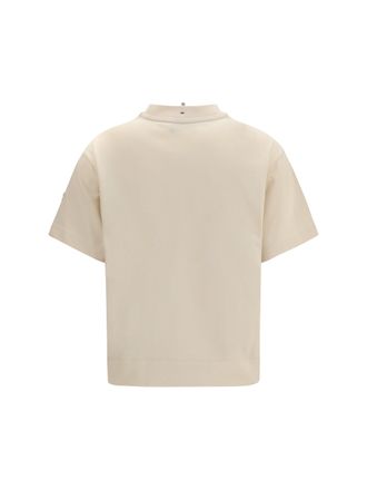 Moncler Logo-Embroidered Cotton T-Shirt - Beige