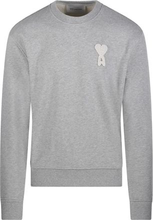 Ami Homme, Sweatshirts et sweats &agrave; capuche, Gris, Taille: M SweaT-shirt ras du cou Coupe Classique avec &Eacute;cusson Tricot&eacute; ADC