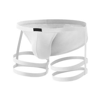 Generic Pantalon triangle &agrave; lani&egrave;res pour homme, taille basse, soie glac&eacute;e, sweat, bo&icirc;te de nuit, sous-v&ecirc;tements &eacute;rotiques, Blanc., XXL