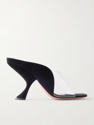 Amina Muaddi Mules En Daim &Agrave; Finitions En Pvc Mackenzie - Noir