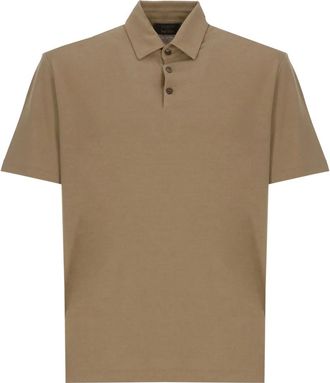 Zanone Homme, Tops, Beige, Taille: 2XL Polo en Coton Glac&eacute;
