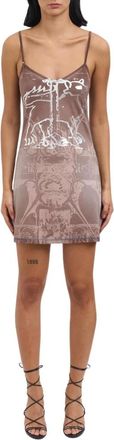 Diesel Femme, Robes, Gris, Taille: 36 FR Graphic Print Slip Dress