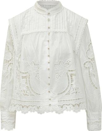 Farm Rio Farm Rio, Femme, Blouses et Chemises, Blanc, Taille: 40 FR Richilieu Eyelet Blouse