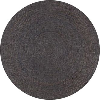 vidaXL Tapis fait à la main Jute Rond 150 cm Gris foncé
