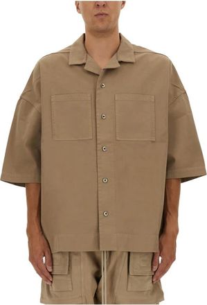 Rick Owens Homme, Chemises, Beige, Taille: L Short Sleeve Chemises