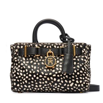 Tommy Hilfiger Handtasche Tommy Hilfiger American Icon Micro Tote Deer Le AW0AW18168 Schwarz