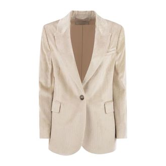 PESERICO Femme, Vestes, Beige, Taille: 38 FR Corduroy Blazer