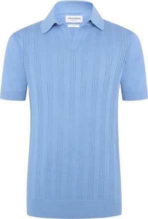 Tom Rusborg Poloshirt aus Baumwolle mit Variokragen und Streifenstrutkur in