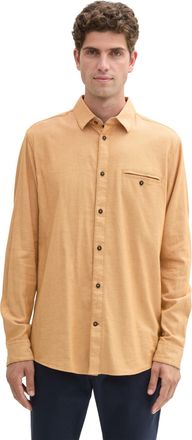 Tom Tailor Herren Fitted Hemd mit Stretch, 36663 - Peanut Brown Small Structure, XXL
