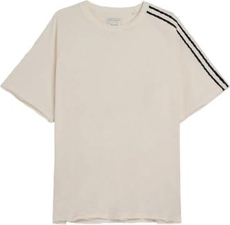 Yohji Yamamoto raw-edge 3-stripes T-shirt - Nude