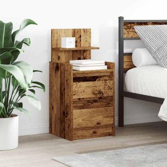 vidaXL Table de chevet avec 2 tiroirs vieux bois 38x34x80 cm Vidaxl