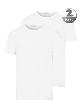 Hanro Herren T-Shirts wei&szlig; Baumwolle & Mix unifarben