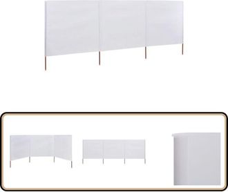 vidaXL 3-teiliges Windschutzgewebe 400 x 120 cm Weiß - Windschutz - Faltwand - Sichtschutz - Gartenzubehör - Terrasse