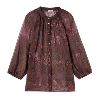 Oltre Gemustertes Georgette-Hemd - - Blouses & Shirts - Damen - Braun - L