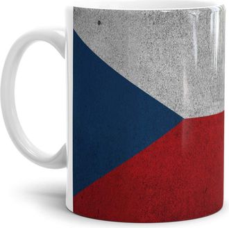Tassendruck Flaggen-Tasse/Souvenir/Urlaub/L&auml;nder-Fahne/Kaffetasse/Mug/Cup - (Tschechien, Retro-Optik)