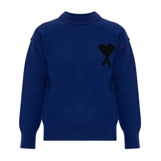 Ami Wollpullover mit Logo - - Knitwear - Damen - Blau - XS
