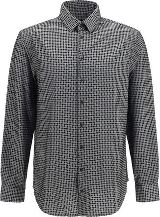 Giorgio Armani Regular fit Baumwoll-Jersey-Hemd mit geometrischem Flockdruck - - Shirts - Herren - Grau - XL