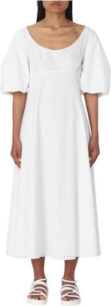 Kenzo Femme, Robes, Blanc, Taille: 34 FR Robe Midi &Eacute;l&eacute;gante Manches Bouffantes