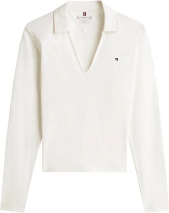 Tommy Hilfiger Femme, Tops, Blanc, Taille: 40 FR Modern Cody LS Open Polo