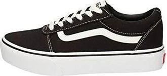 Vans Fille Ward Platform Canvas Sneaker Basse, Toile Noire et Blanche, 32.5 EU