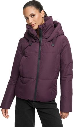Marikoo Damen Winterjacke (XS-XXL) - gesteppt, mit Kapuze, innen Fleecefutter - N086 - DustyPlum Gr&ouml;&szlig;e XL - Gr.XL