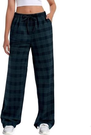 Generic Pantalon imprim&eacute; l&eacute;opard pour femme - Pantalon de pyjama &agrave; jambe large - Cordon de serrage - Coupe classique - Pantalon ample doux - Taille &eacute;lastique 