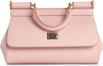 Dolce & Gabbana Mini Sac &Agrave; Main Sicily En Veau Dauphine Rose Lear