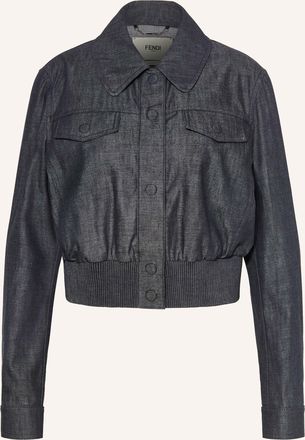Fendi Cropped-Jeansjacke blau