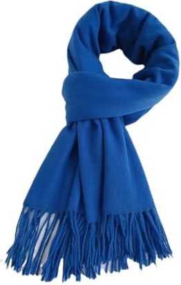 Generic Écharpe unie en cachemire pashmina pour femme, 24 Bleu roi, 185x70cm 8Y