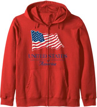 Trendy Apparel United States of America Flag Waving In Wind Kapuzenjacke