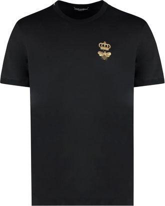 Dolce & Gabbana Homme, Tops, Noir, Taille: S T-shirt ras du cou en coton