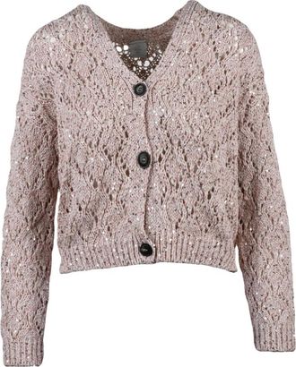 Eleventy Femme, Pulls, Rose, Taille: 36 FR Cardigan court en tricot