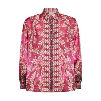 Pierre-Louis Mascia Femme, Blouses et Chemises, Rose, Taille: 38 FR Aloe Chemise Manches Longues Soie