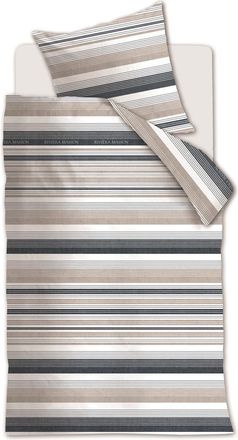 Riviera Maison Sturdy Stripe bettwäsche-Set 2 TLG. - 135x200 - Marineblau - Baumwolle - mit Reißverschluss