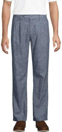 Lands End Leinenmix-Bundfaltenhose, Herren, Größe:48-50 81 regular, Blau, Leinen/Baumwoll-Mischung, by Lands End