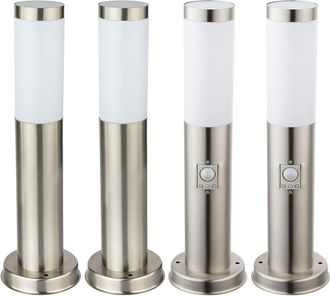ETC Shop 4er Set Steh Leuchten Außen Weg Beleuchtungen Edelstahl Stand Lampen Bewegungsmelder IP44 E27