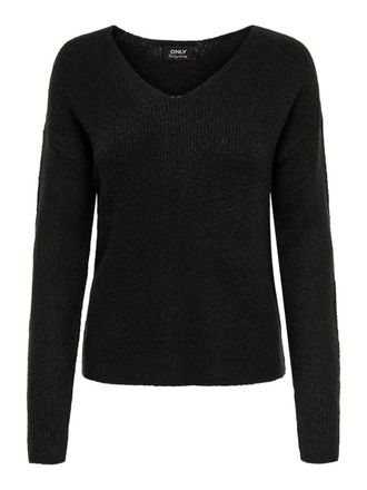 Only Damen ONLCAMILLA V-Neck L/S Pullover KNT 15204588, Schwarz,XL
