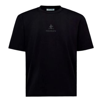 Premiata Femme, Tops, Noir, Taille: 42 FR T-shirt en coton avec d&eacute;tails thermocoll&eacute;s et finition &agrave; chaud